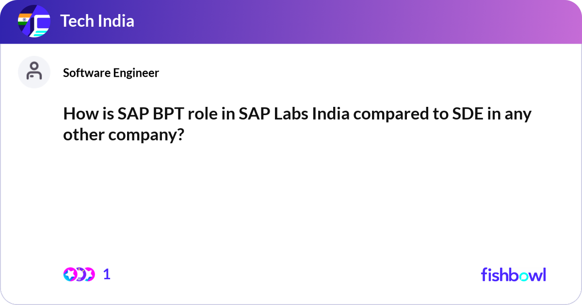 How is SAP BPT role in SAP Labs India compared to ... | Fishbowl