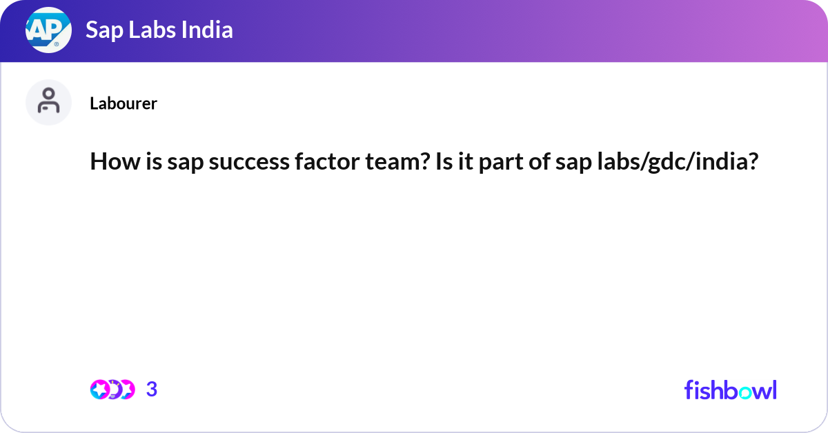 How is sap success factor team? Is it part of sap ... | Fishbowl