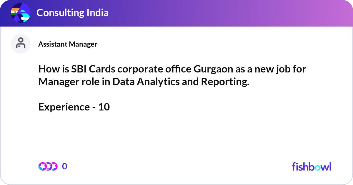How is SBI Cards corporate office Gurgaon as a new... | Fishbowl