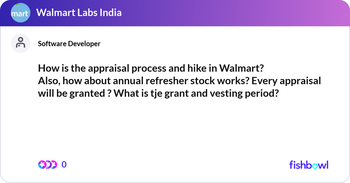 How is the appraisal process and hike in Walmart? ... | Fishbowl
