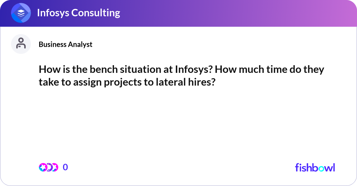 How is the bench situation at Infosys? How much ti... | Fishbowl
