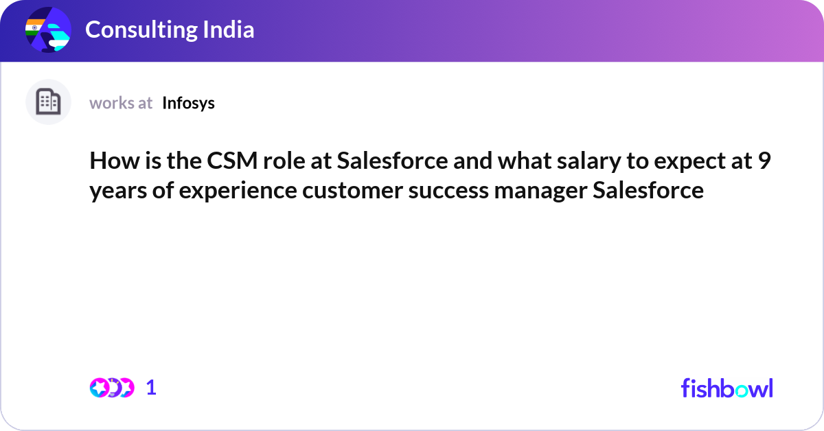 How is the CSM role at Salesforce and what salary ... | Fishbowl