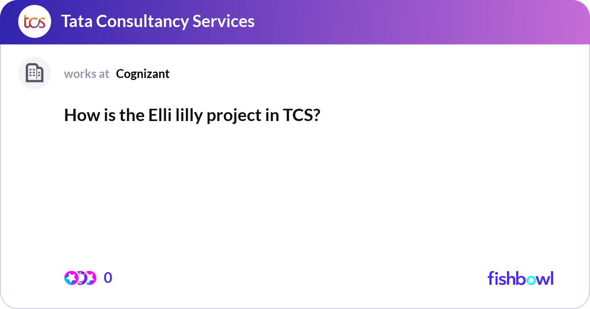 How is the Elli lilly project in TCS? | Fishbowl