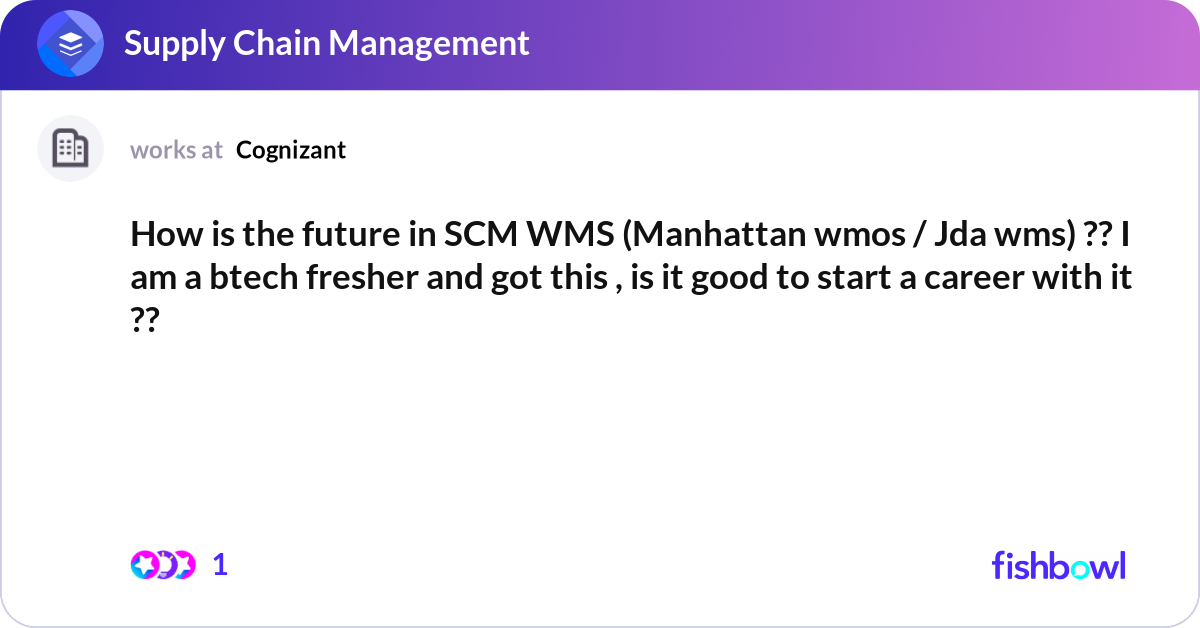 How is the future in SCM WMS (Manhattan wmos / Jda... | Fishbowl