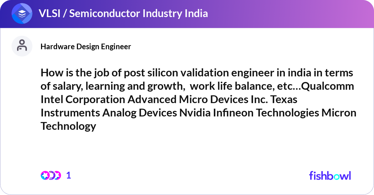 How is the job of post silicon validation engineer... | Fishbowl