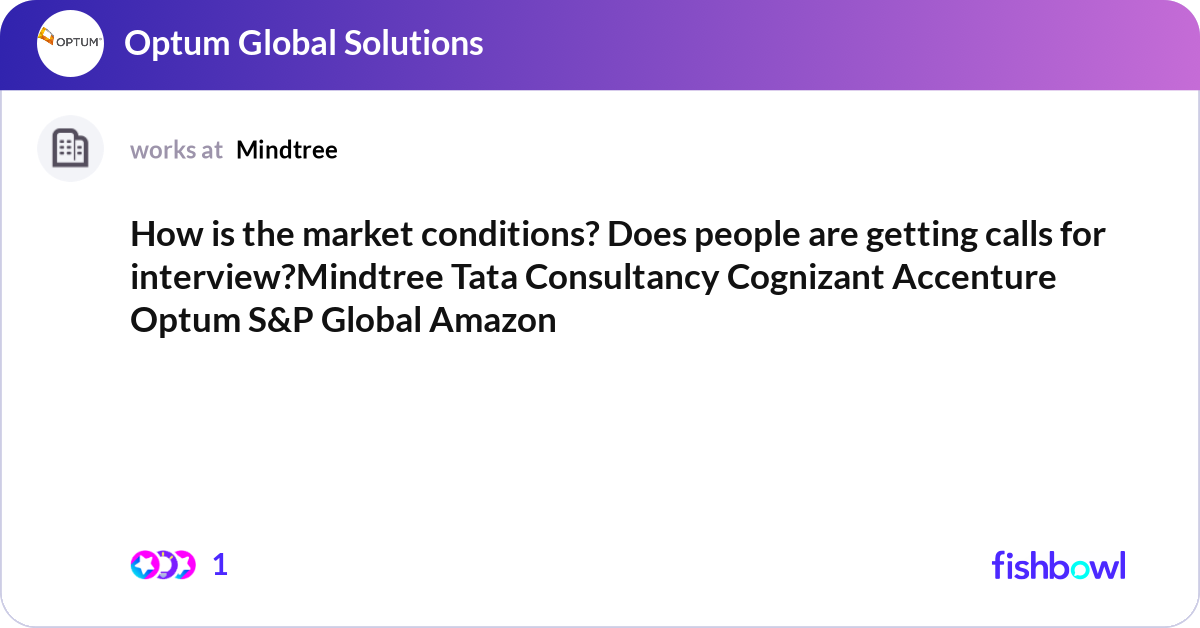 How is the market conditions? Does people are gett... | Fishbowl