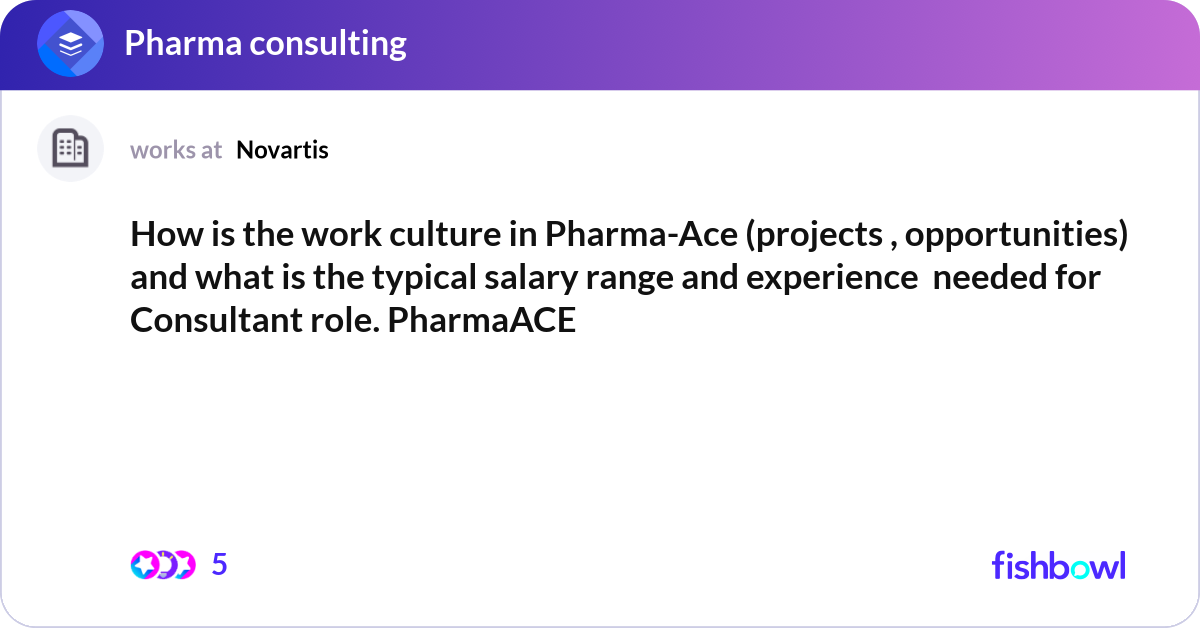 How is the work culture in Pharma-Ace (projects , ... | Fishbowl