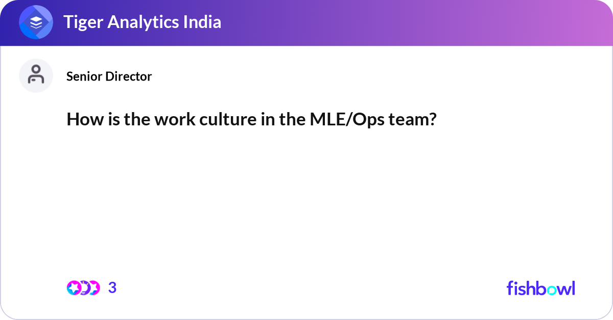 How is the work culture in the MLE/Ops team? | Fishbowl
