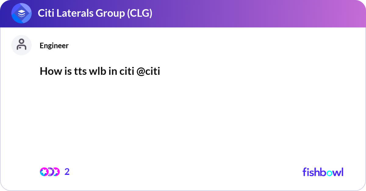 How is tts wlb in citi @citi | Fishbowl