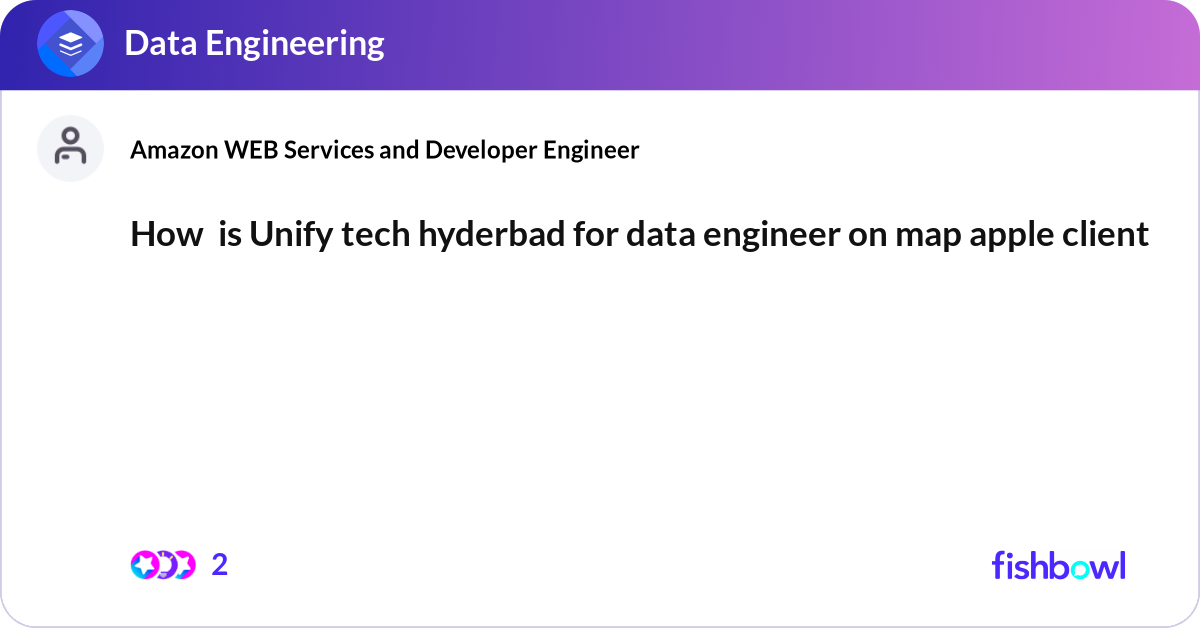 How is Unify tech hyderbad for data engineer on m... | Fishbowl