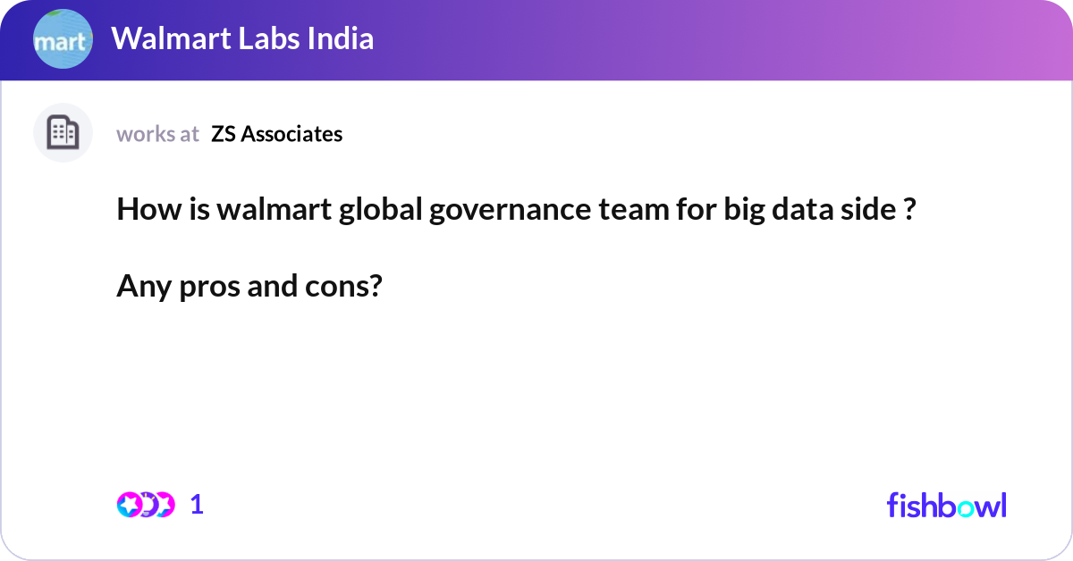 How is walmart global governance team for big data... | Fishbowl