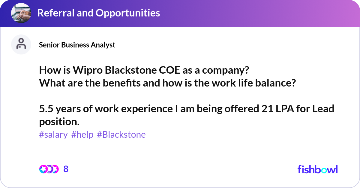 How is Wipro Blackstone COE as a company? What ar... | Fishbowl
