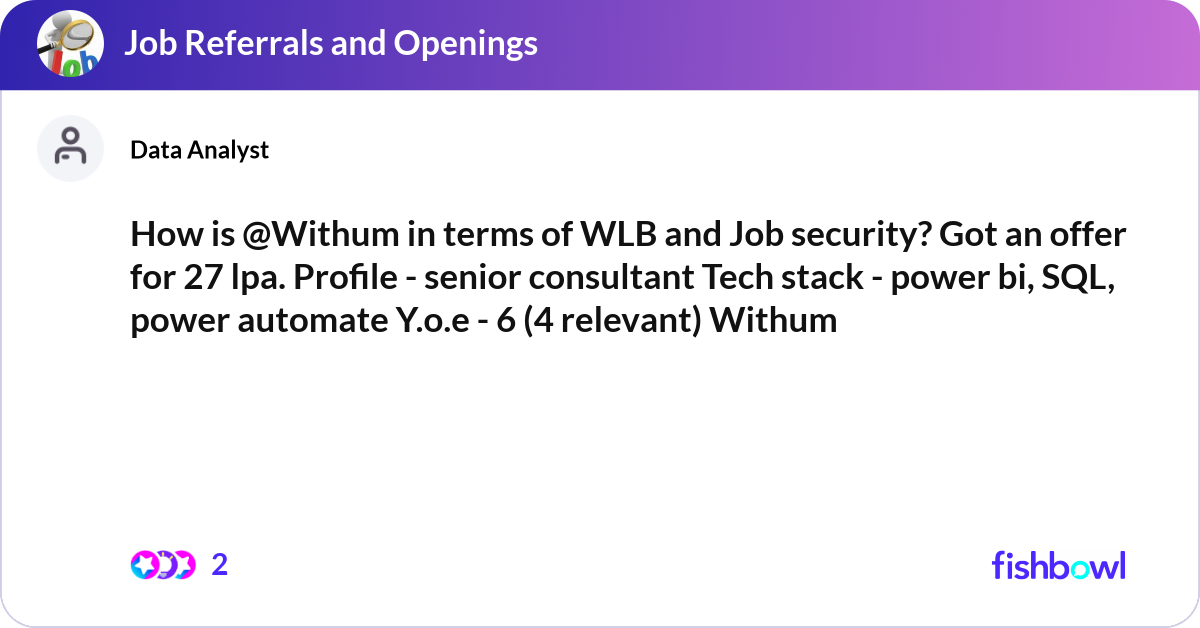 How is @Withum in terms of WLB and Job security? G... | Fishbowl