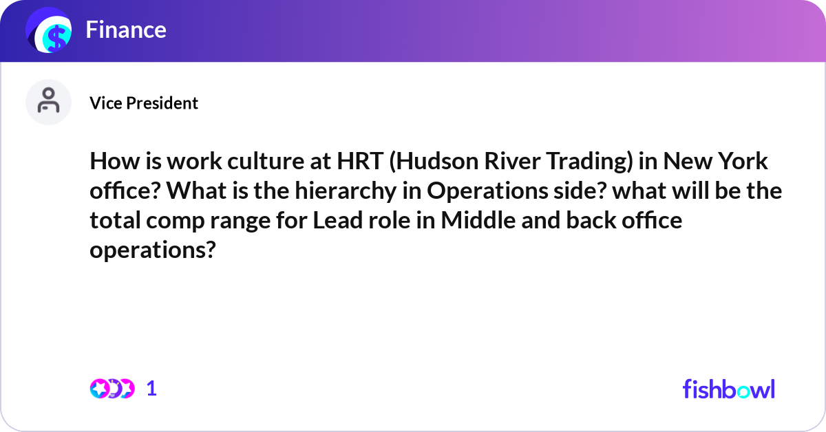 How is work culture at HRT (Hudson River Trading) ... | Fishbowl