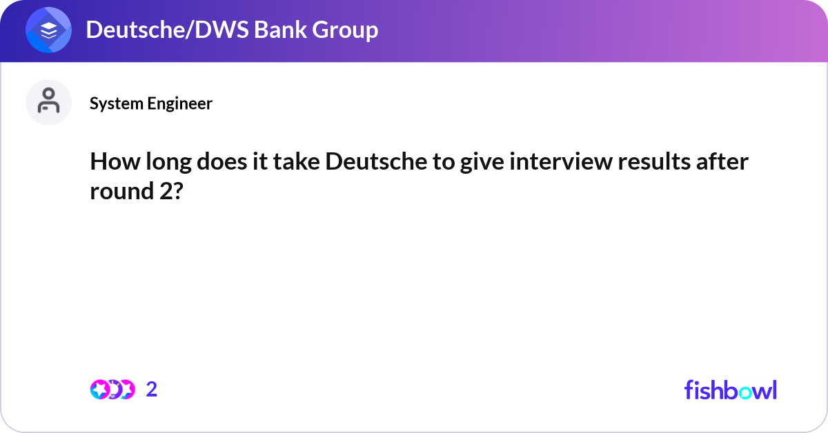 How long does it take Deutsche to give interview r... | Fishbowl
