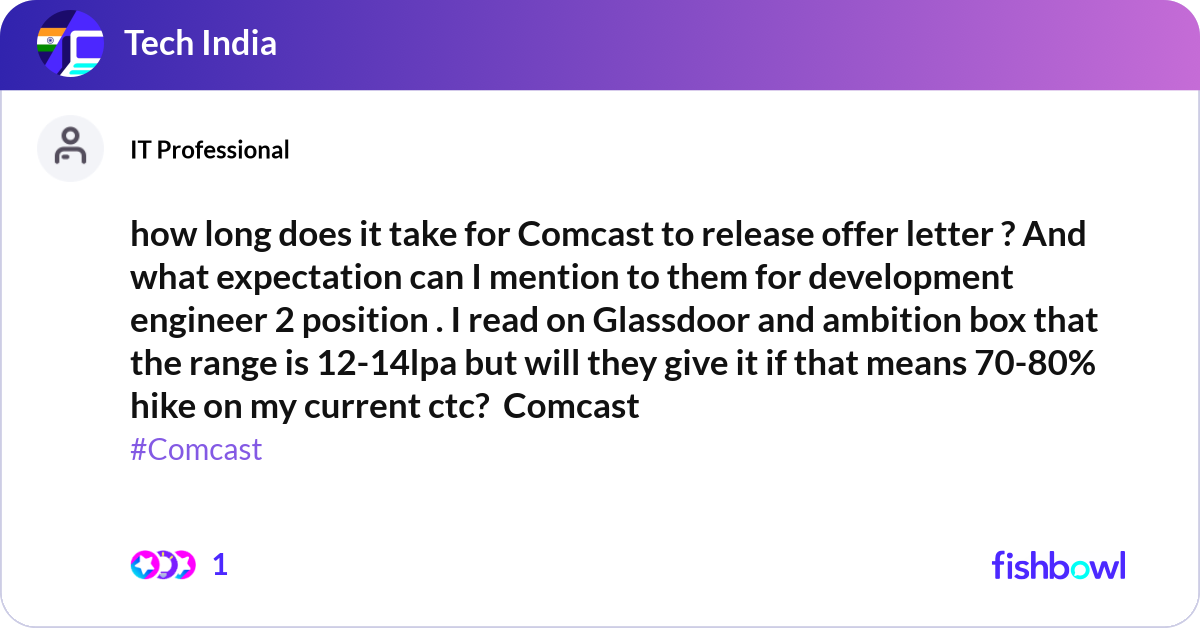 how long does it take for Comcast to release offer... | Fishbowl