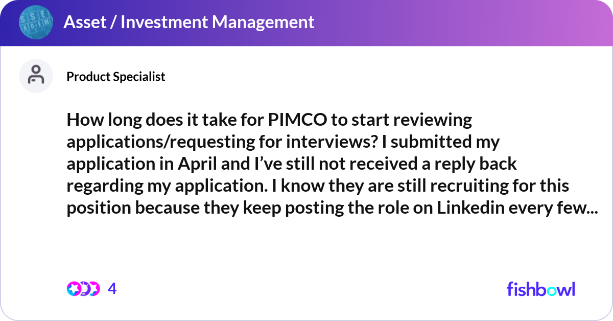 How long does it take for PIMCO to start reviewing... | Fishbowl