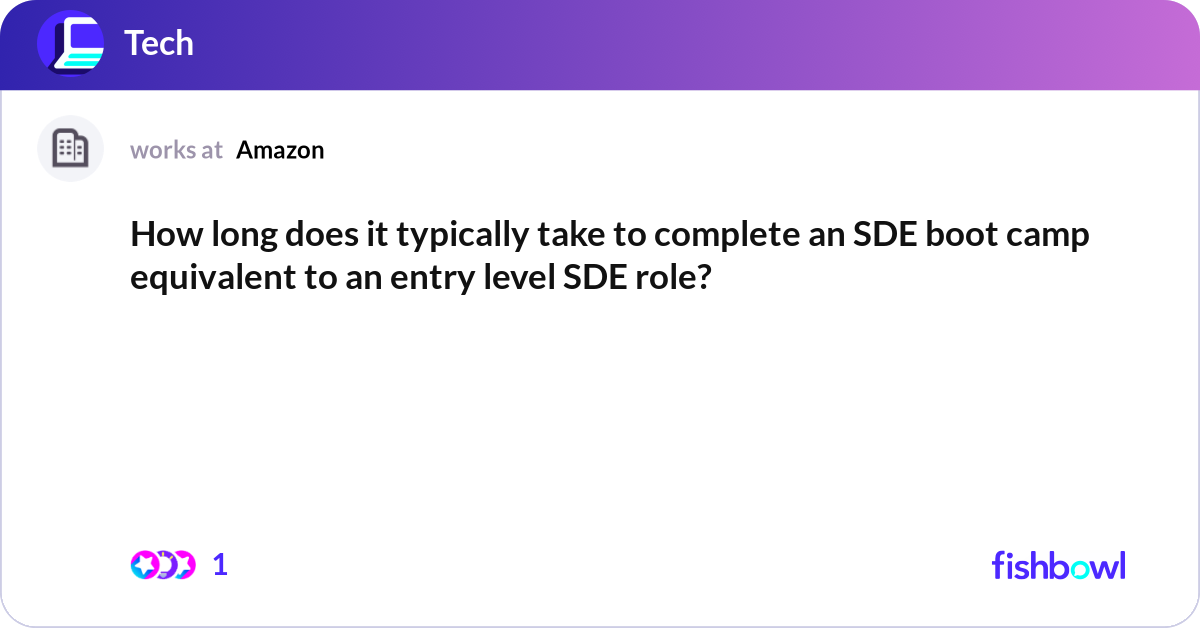 How long does it typically take to complete an SDE... | Fishbowl