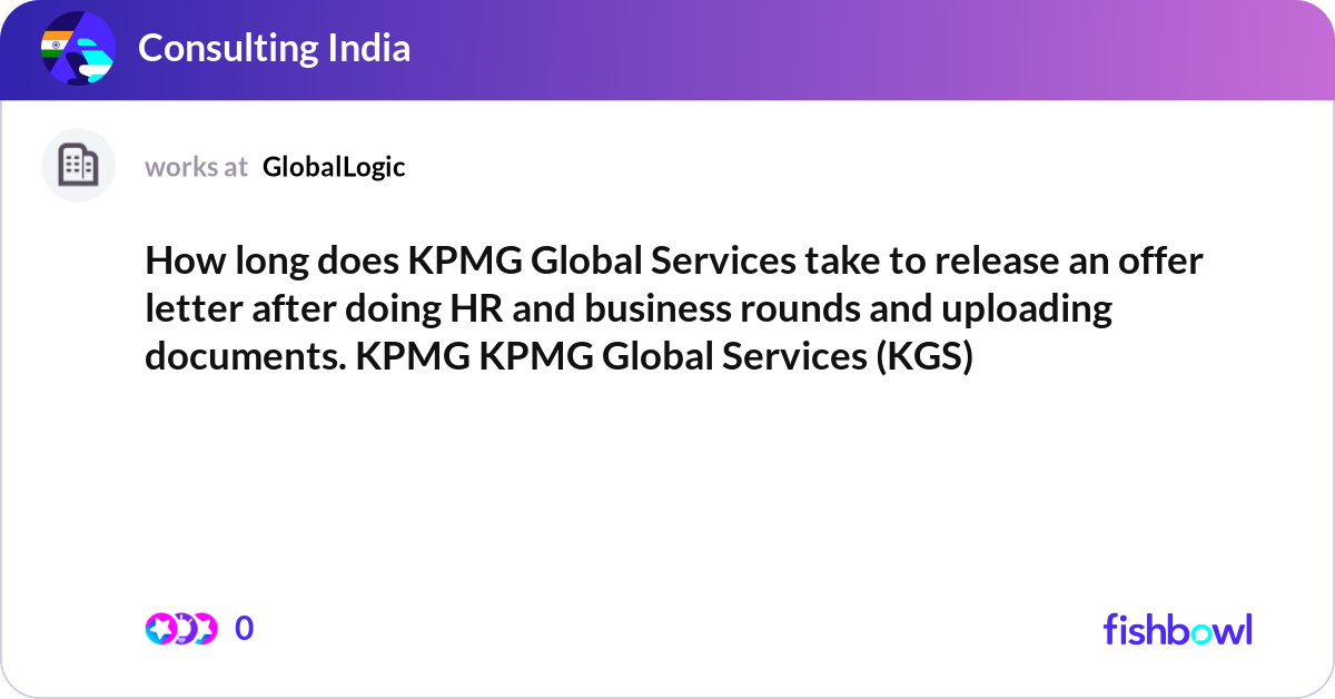 How long does KPMG Global Services take to release... | Fishbowl