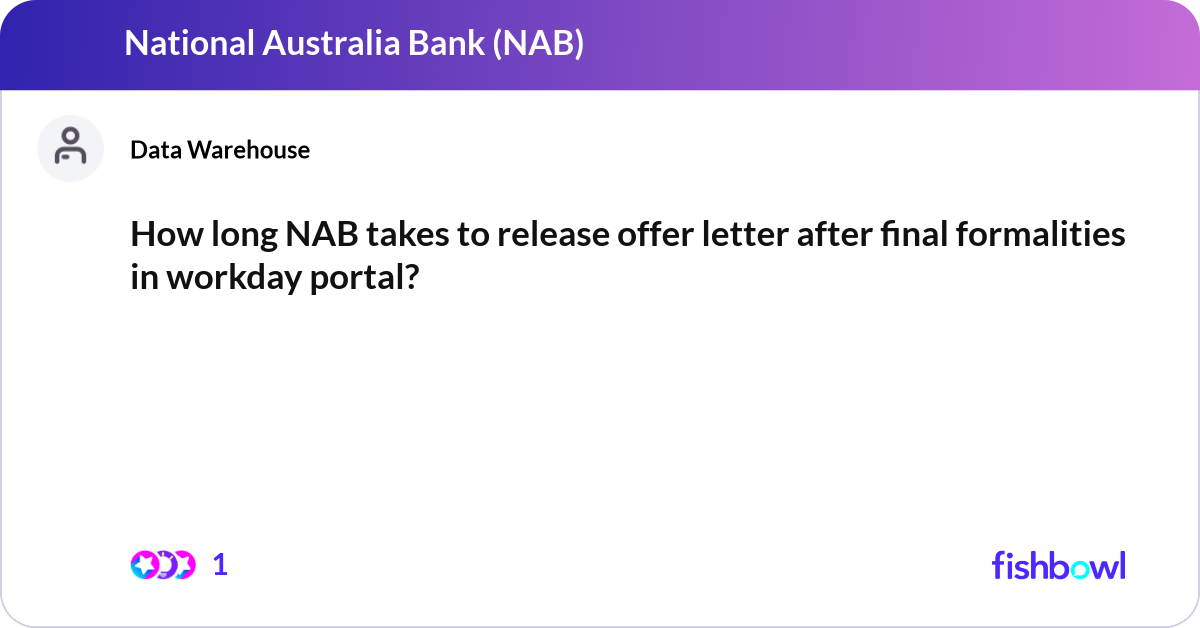 How long NAB takes to release offer letter after f... | Fishbowl