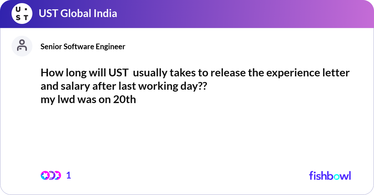 How long will UST usually takes to release the ex... | Fishbowl