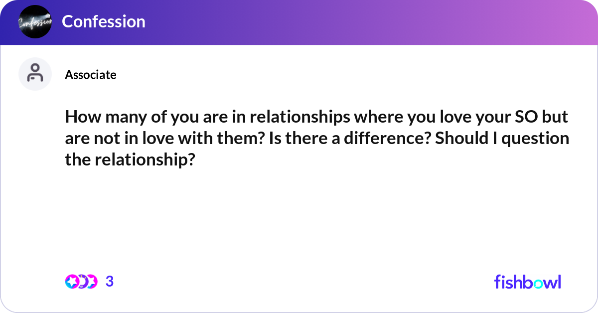 How many of you are in relationships where you lov... | Fishbowl