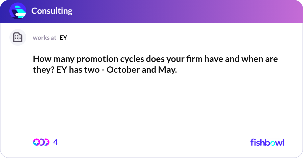 How many promotion cycles does your firm have and ... | Fishbowl