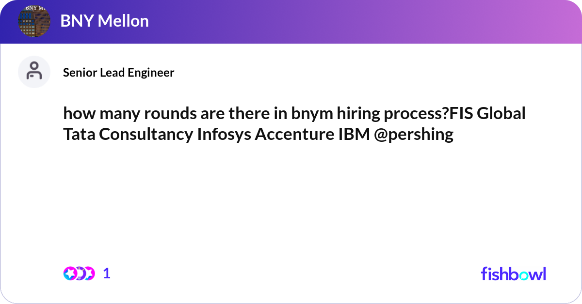 how many rounds are there in bnym hiring process?F... | Fishbowl