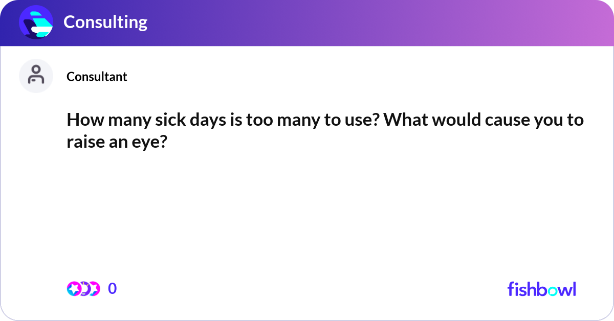 How many sick days is too many to use? What would ... | Fishbowl