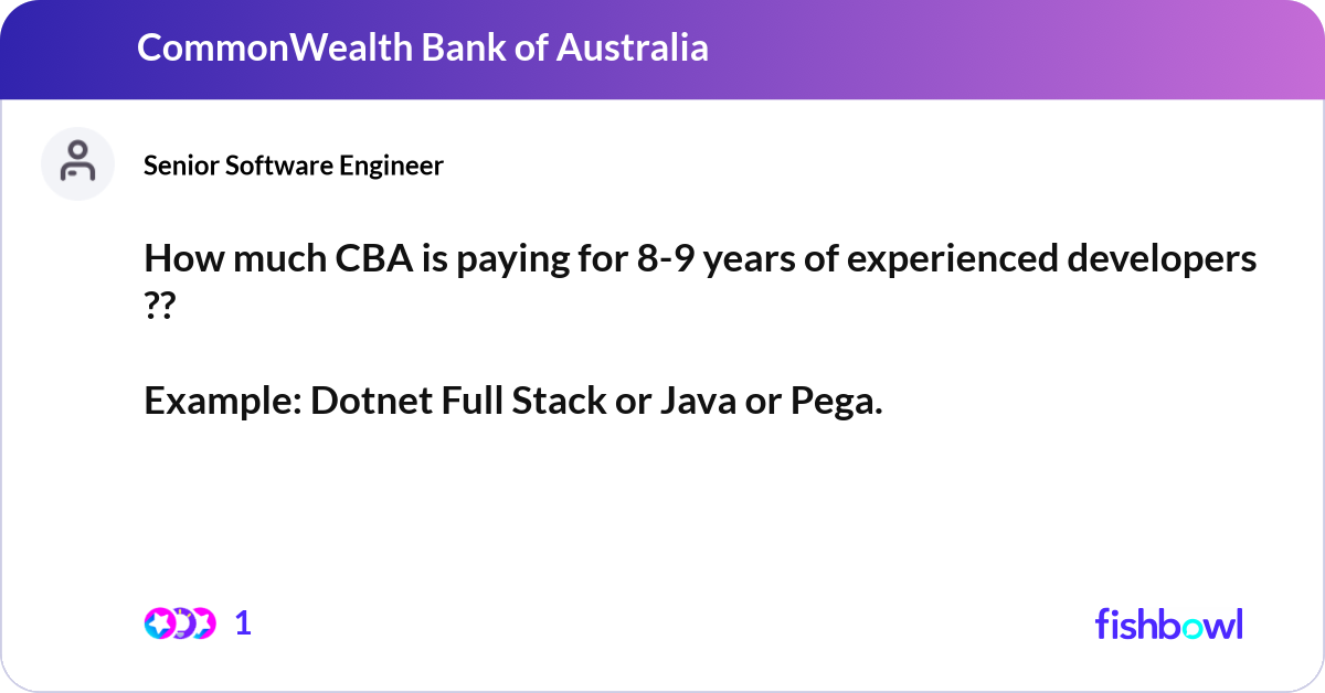 How much CBA is paying for 8-9 years of experience... | Fishbowl