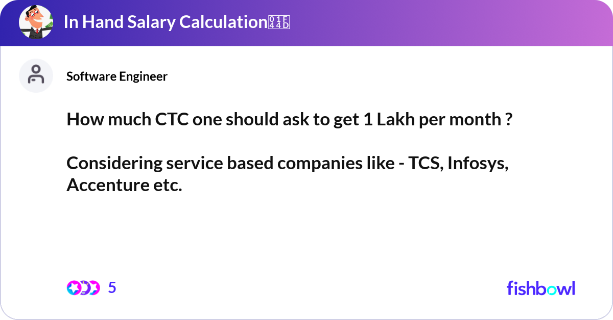 How much CTC one should ask to get 1 Lakh per mont... | Fishbowl