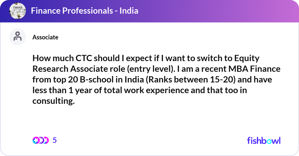 How much CTC should I expect if I want to switch t... | Fishbowl