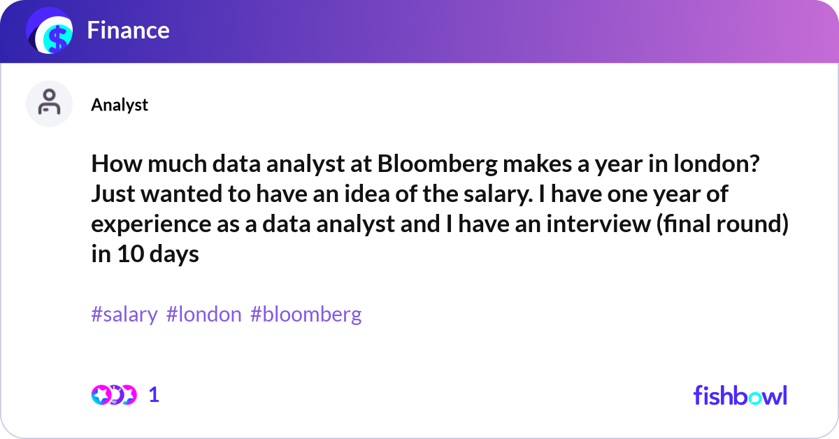 How much data analyst at Bloomberg makes a year in... | Fishbowl