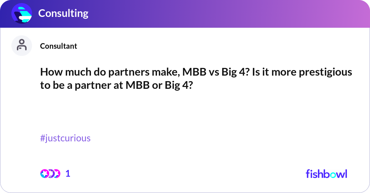 How much do partners make, MBB vs Big 4? Is it mor... | Fishbowl