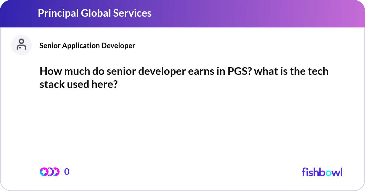 How much do senior developer earns in PGS? what is... | Fishbowl