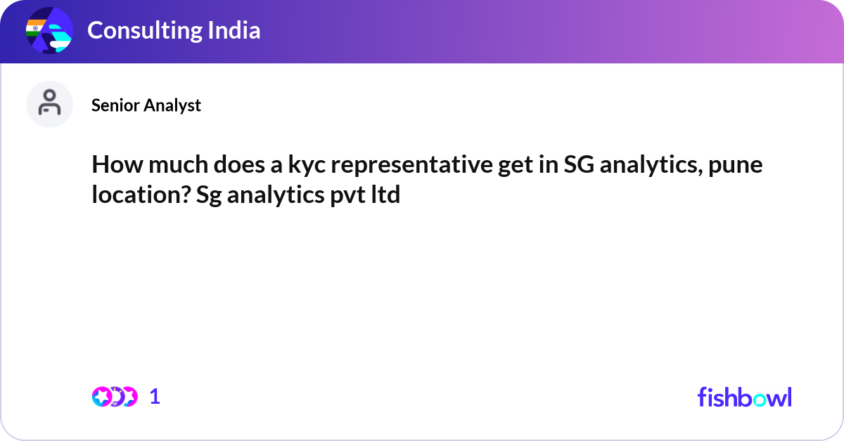 How much does a kyc representative get in SG analy... | Fishbowl