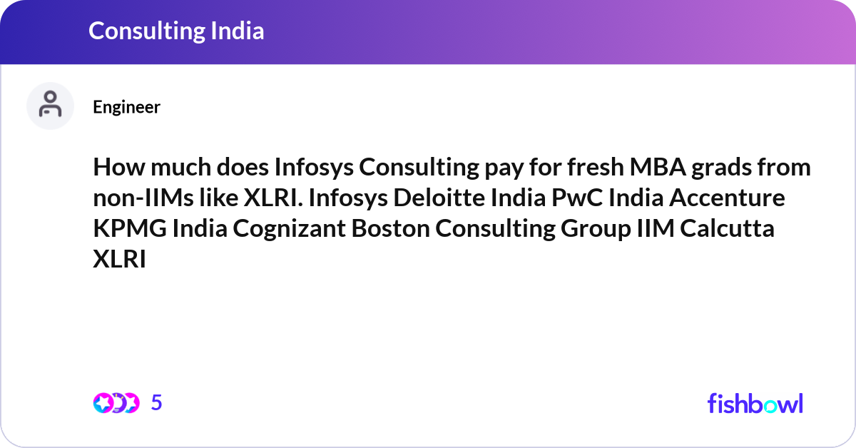 How much does Infosys Consulting pay for fresh MBA... | Fishbowl