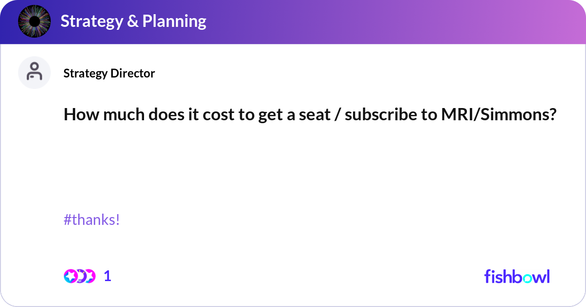 How much does it cost to get a seat / subscribe to... | Fishbowl