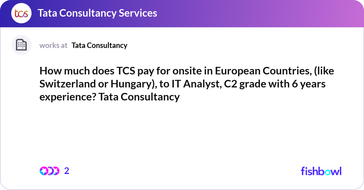 How much does TCS pay for onsite in European Count... | Fishbowl