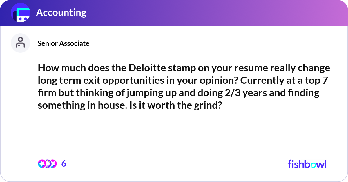 How much does the Deloitte stamp on your resume re... | Fishbowl