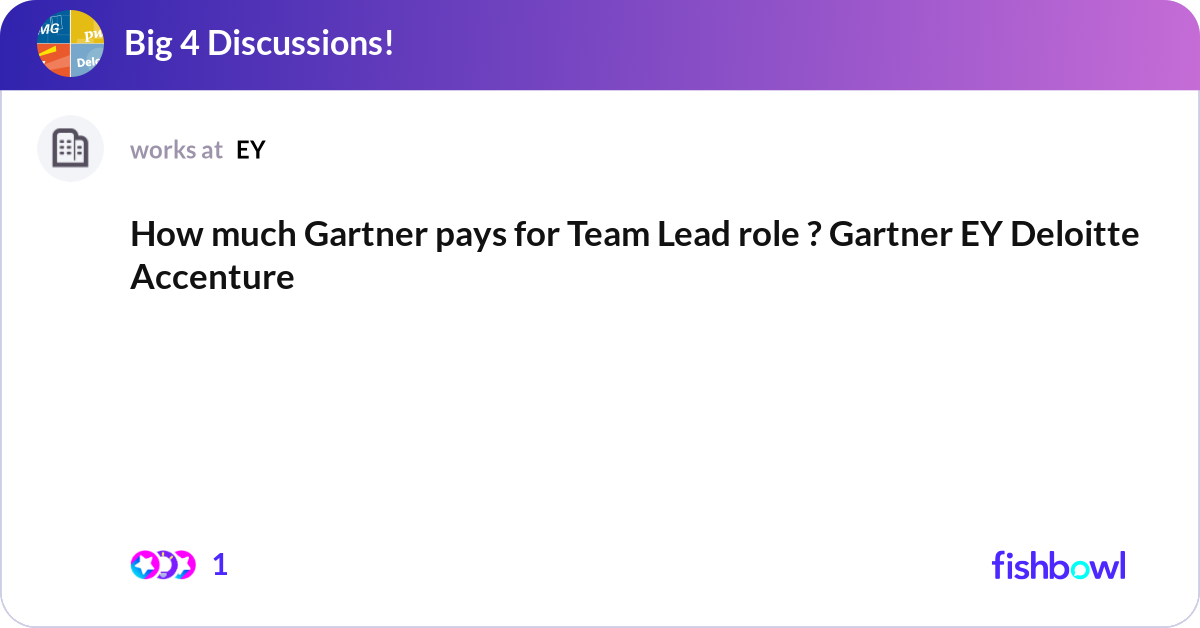 How much Gartner pays for Team Lead role ? Gartner... | Fishbowl