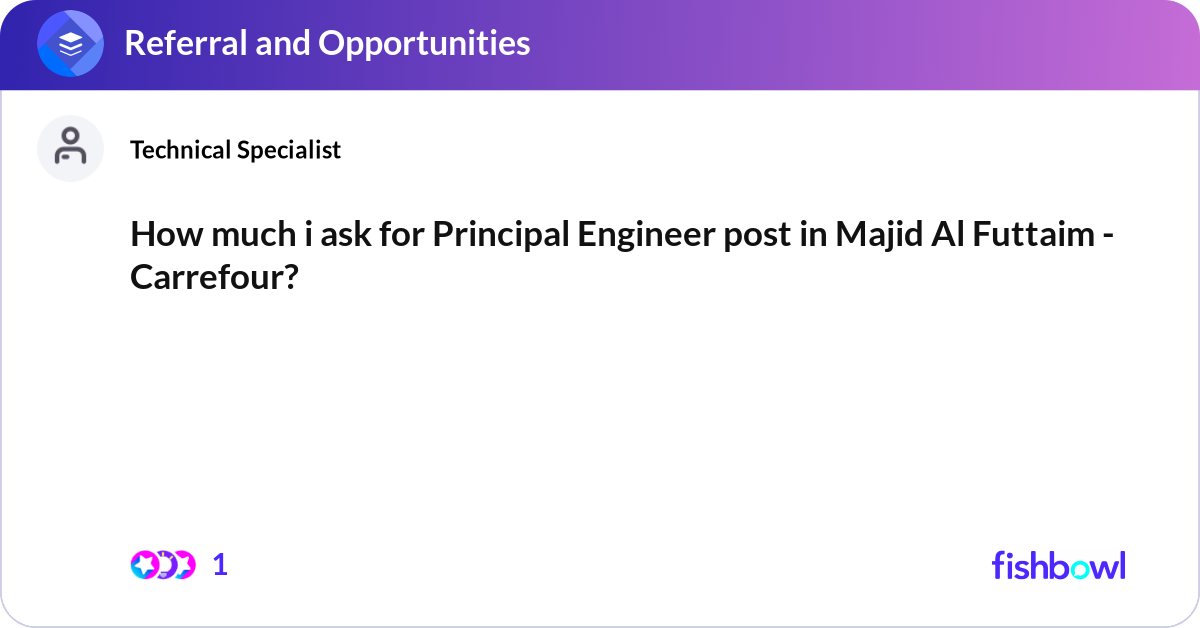 How much i ask for Principal Engineer post in Maji... | Fishbowl
