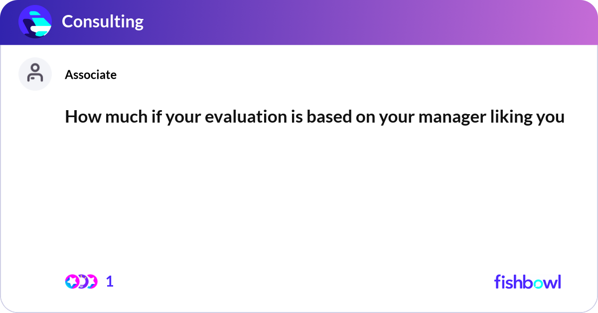 How much if your evaluation is based on your manag... | Fishbowl