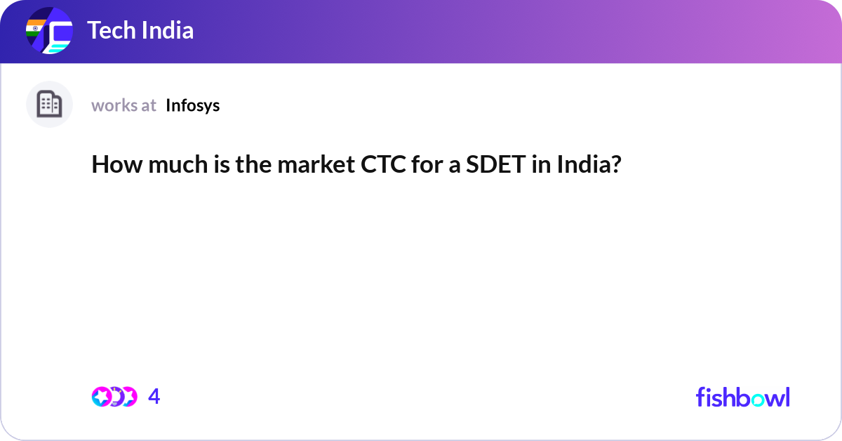 How much is the market CTC for a SDET in India? | Fishbowl