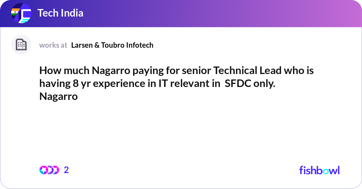 How much Nagarro paying for senior Technical Lead ... | Fishbowl