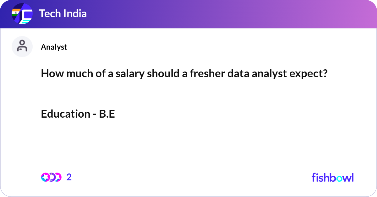 How much of a salary should a fresher data analyst... | Fishbowl