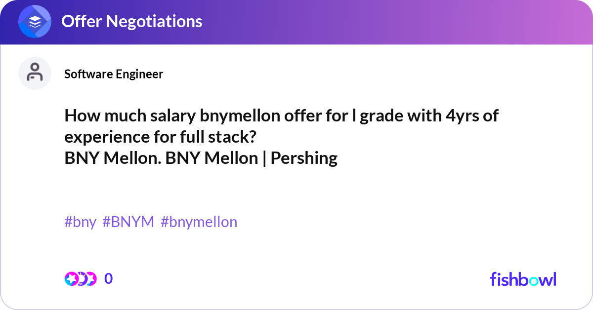 How much salary bnymellon offer for l grade with 4... | Fishbowl