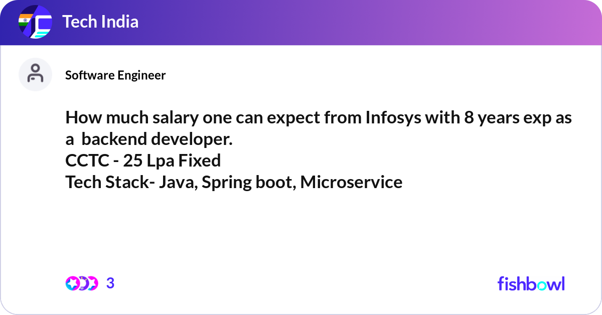 How much salary one can expect from Infosys with 8... | Fishbowl