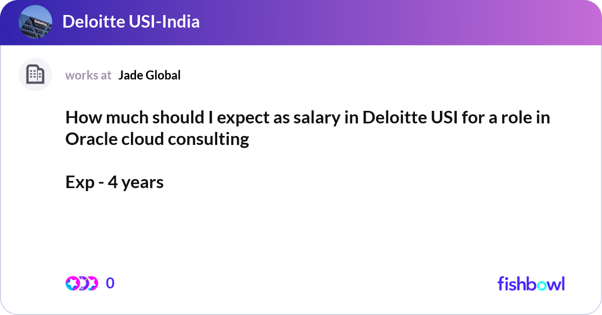 How much should I expect as salary in Deloitte USI... | Fishbowl