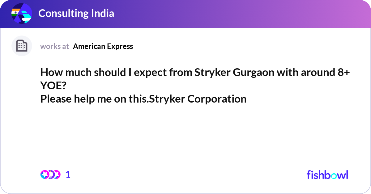 How much should I expect from Stryker Gurgaon with... | Fishbowl